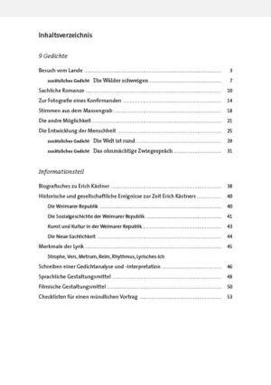 Erich Kästner – Neun Gedichte für den Unterricht – Schülerheft